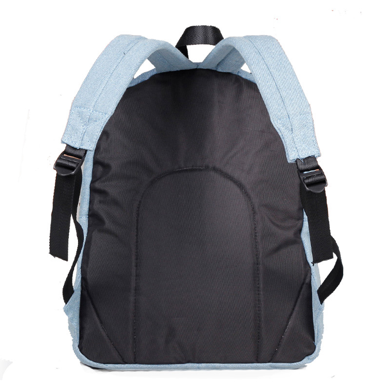 Fashion Light Blue Rivet Denim Backpack Oversized School Bag on Luulla